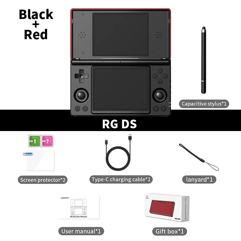 Anbernic RG DS портативная игровая консоль Красный, Standard (No Games), Red Black