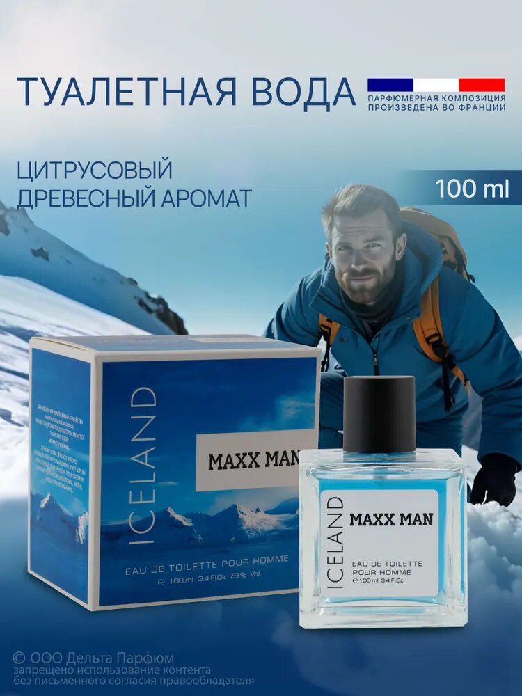 Туалетная вода мужская Maxx Man Iceland 100 мл. Цитрусовый, древесный, фруктовый аромат