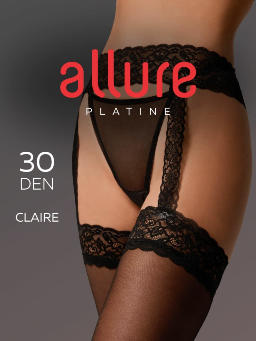 Чулки Allure Claire с поясом кружевные капроновые женские, 30 ден 1 пара