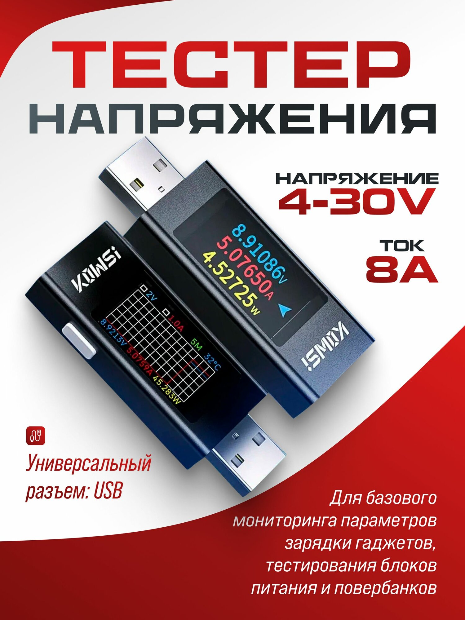 Компактный USB-тестер с цветным дисплеем и расширенной статистикой