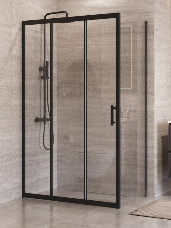Душевой уголок BelBagno Формат (Uno) 195-AHF-31-120/70-C профиль матовый черный, стекло прозрачное