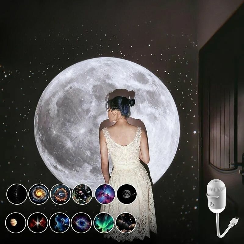 USB Потолочная проекция Луны и Земли с рассеянным светом LED Starry Star Night Light