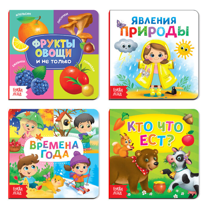 Книжка-игрушка, картонные, Знакомимся с окружающим миром , 4 шт. по 10 стр.