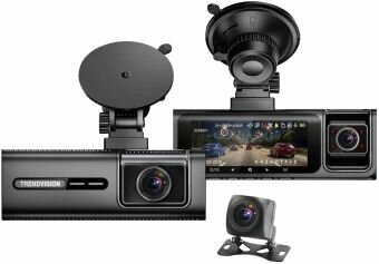 Видеорегистратор автомобильный TrendVision PHANTOM 3CH GPS 4K, 2", Wi-Fi, GPS, камера з. в, чёрный