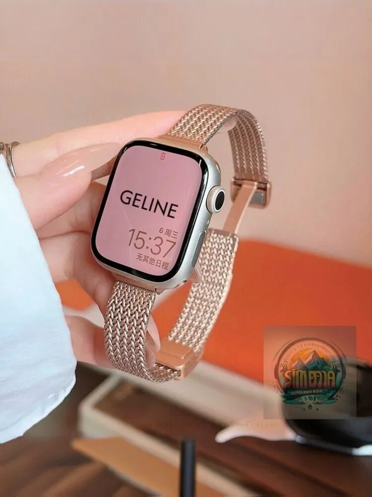 Ремешок для Apple Watch с магнитной застежкой "Пшеничный колос"S10/S9/S8/S7/S6/SE тонкий браслет унисекс - элитный аксессуар для делового стиля