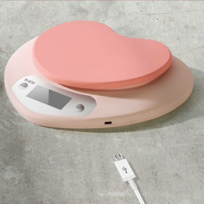 Usb rechargeable digital food scale with heart shaped appearance for home use