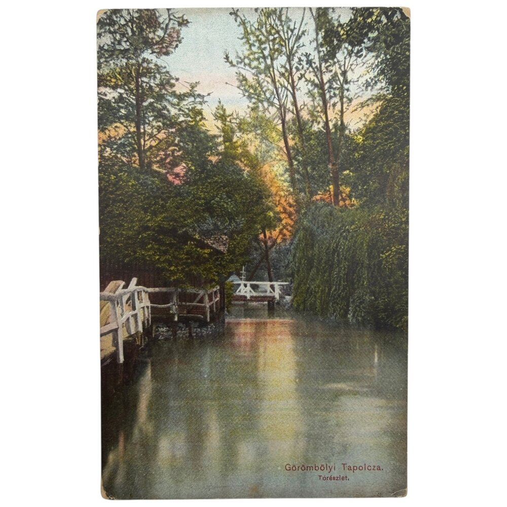 Почтовая открытка "Гёрёмбёй-Тапольца. Вид на озеро" 1900-1915 гг. Австро-Венгрия