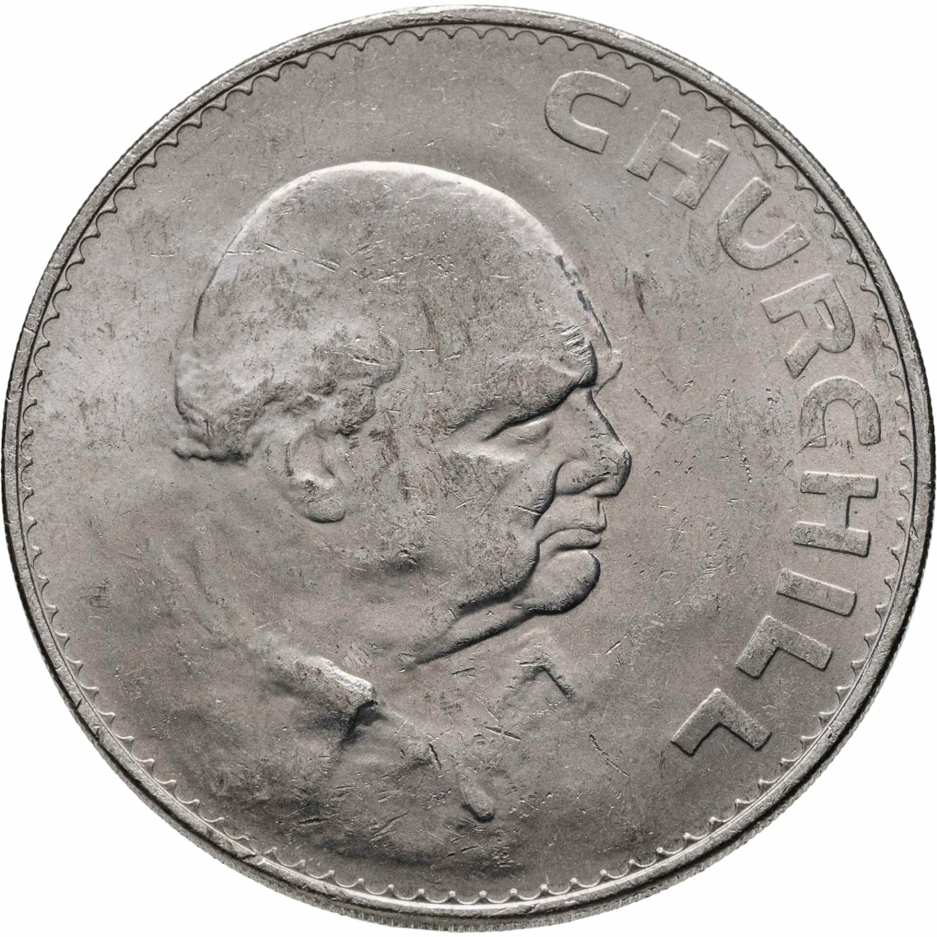 Великобритания 5 шиллингов 1965 "Cэр Уинстон Черчилль", Мельхиор медь-никель, в сохранности AU-UNC