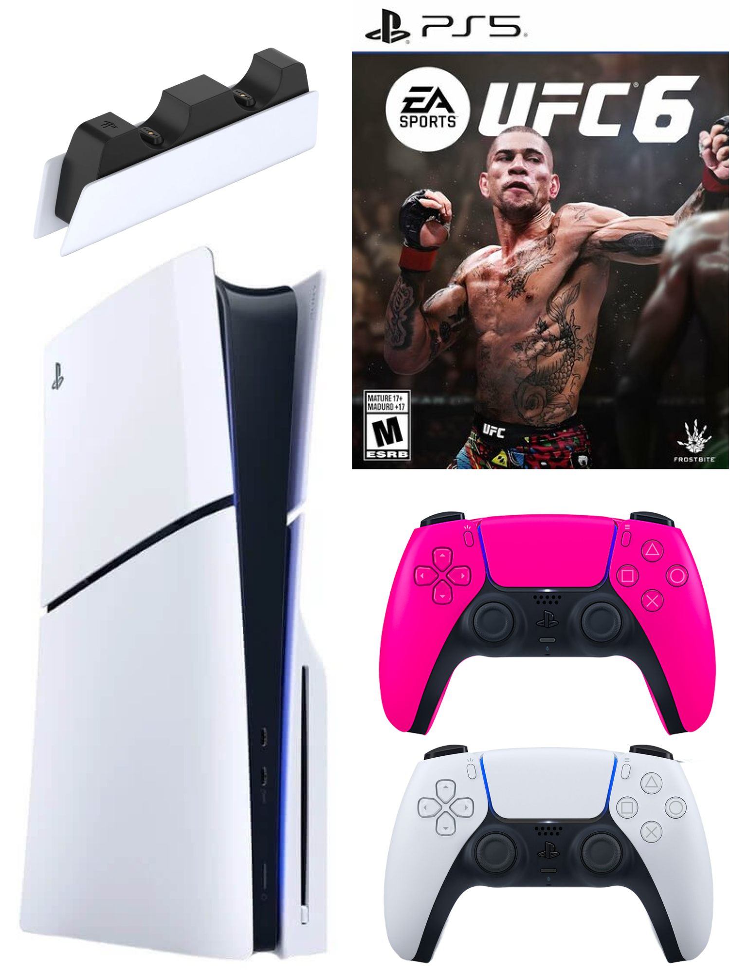 Игровая приставка Sony PS 5 Slim, 1ТБ(с дисководом)+2 геймпад+Зарядная станция+UFC 6(подробности в чате)