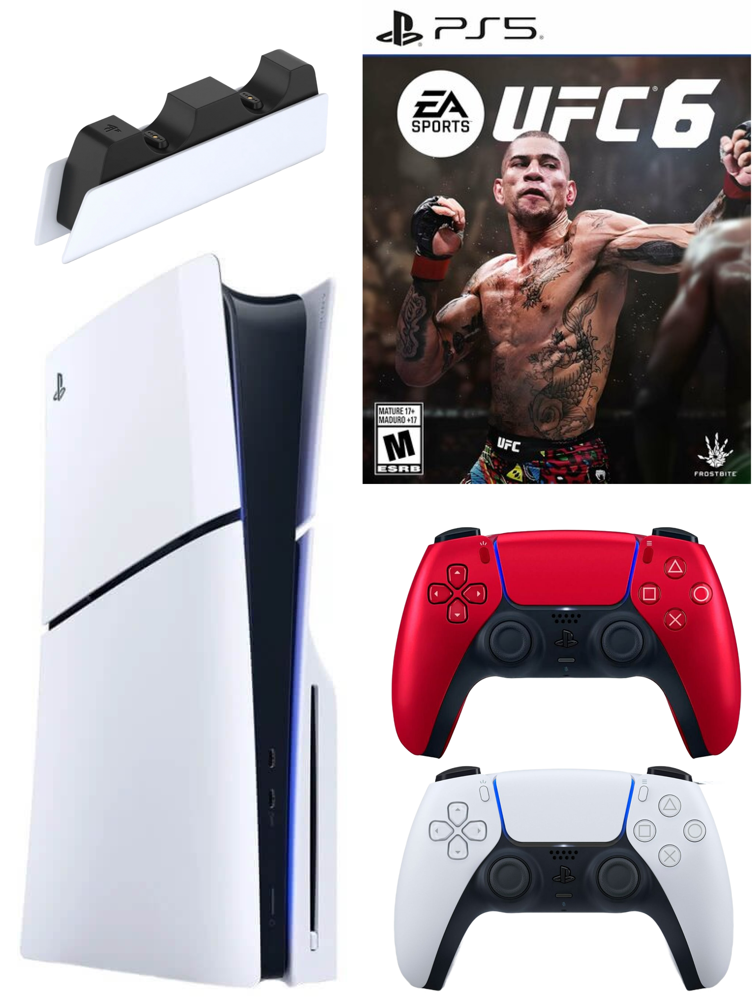Игровая приставка Sony PS 5 Slim, 1ТБ(с дисководом)+2 геймпад+Зарядная станция+UFC 6(подробности в чате)