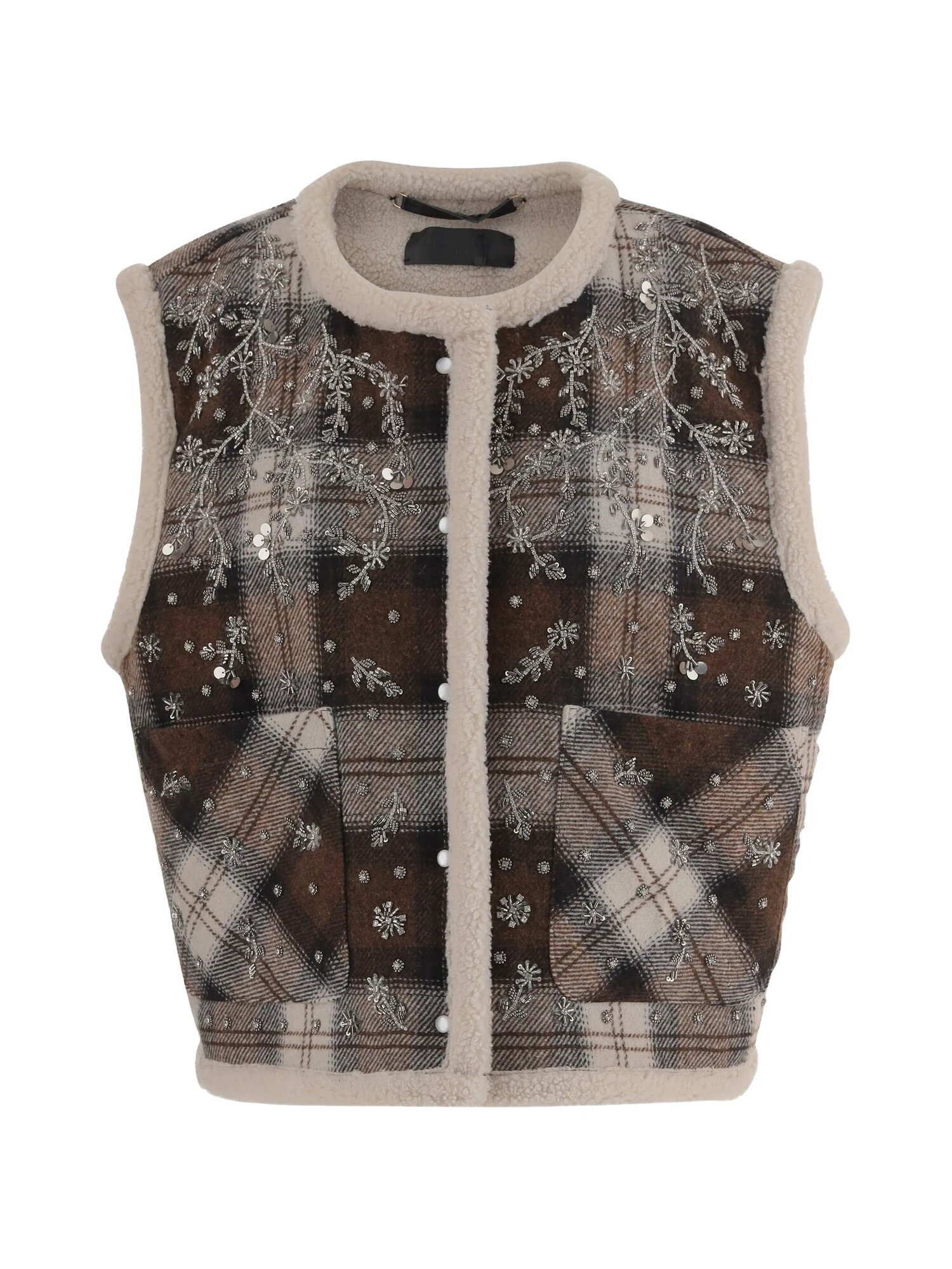 Жилет Floral-embroidered check vest