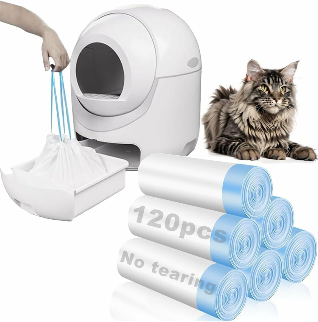 ACDANC Пакет для кошачьего туалета с затяжкой, 120 штук, для Litter Robot 3 и 4, 10-12 галлонов.