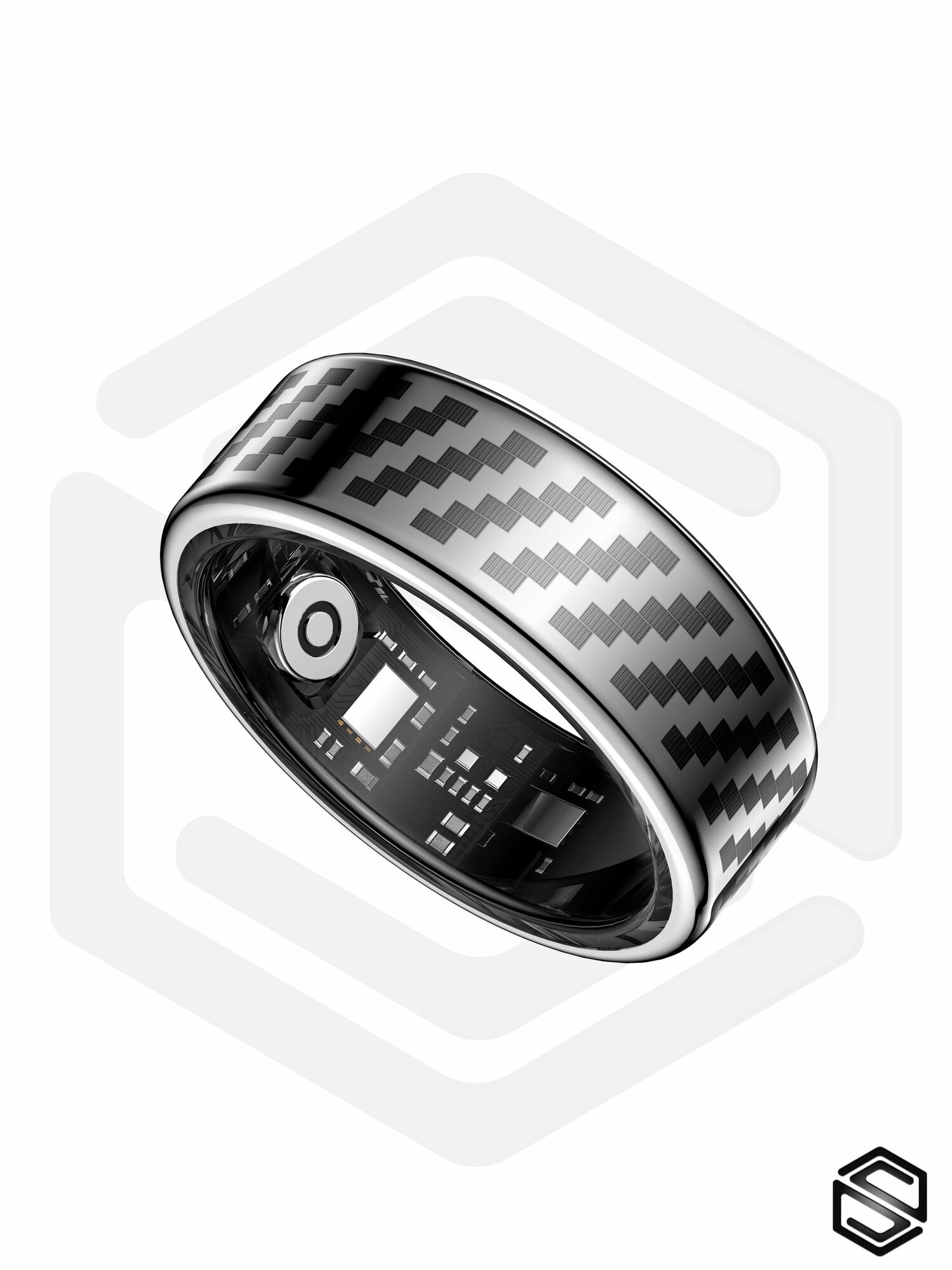 Умное кольцо с Уведомлениями Lumen RW (Серебро Узор 11)