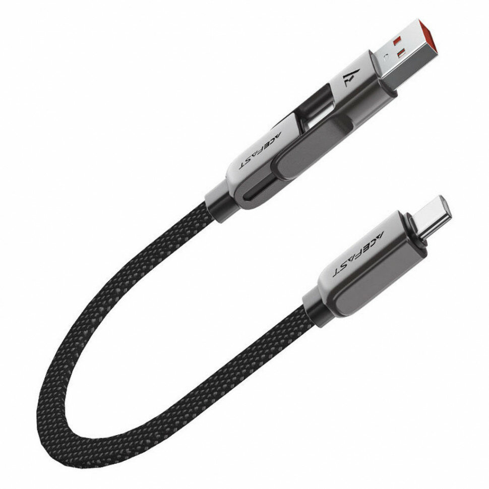 Кабель AceFast C13-05 USB-A/USB-C - USB-C Short Zinc Alloy Connectors Charging Data Cable 0.2 м (AF-C13-05-BK) Black