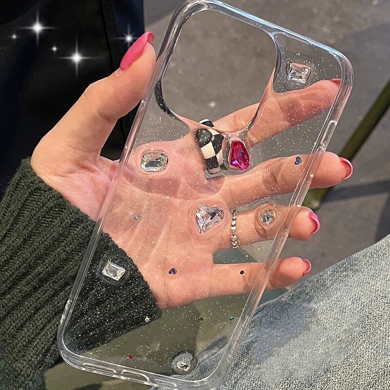 Блестящий чехол для iPhone 16 Pro с кристаллами