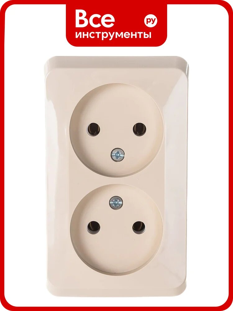 Двухместная, Systeme, розетка Systeme Electric ОП Этюд 16А IP20 без заземл. кремовая PA16-005K, (ранее,