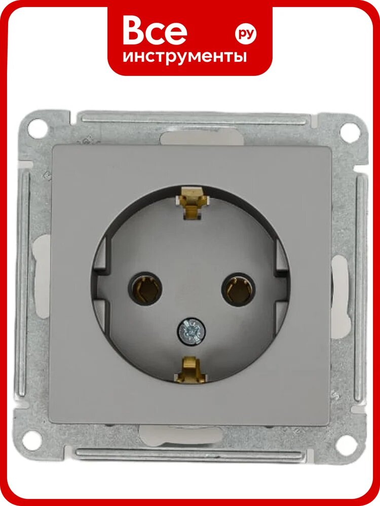 Розетка Systeme Electric AtlasDesign Сталь с/з, механизм SE ATN000943, скрытый тип, квадратный корпус из металла