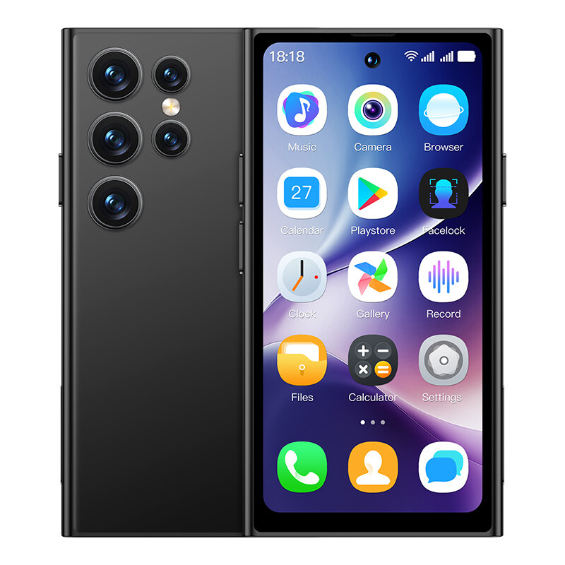 ONEMYTH Смартфон ONEMYTH S25 Pro 4.0" Мини-смартфон 2гб RAM 16гб ROM Android10.0 Разблокировка для распознавания лиц 2000mAh 3G Маленький мобильный телефон Global 2/16 ГБ, Nano-SIM, черный