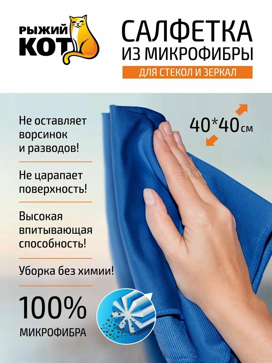 Салфетка из микрофибры для стекла 40х40см