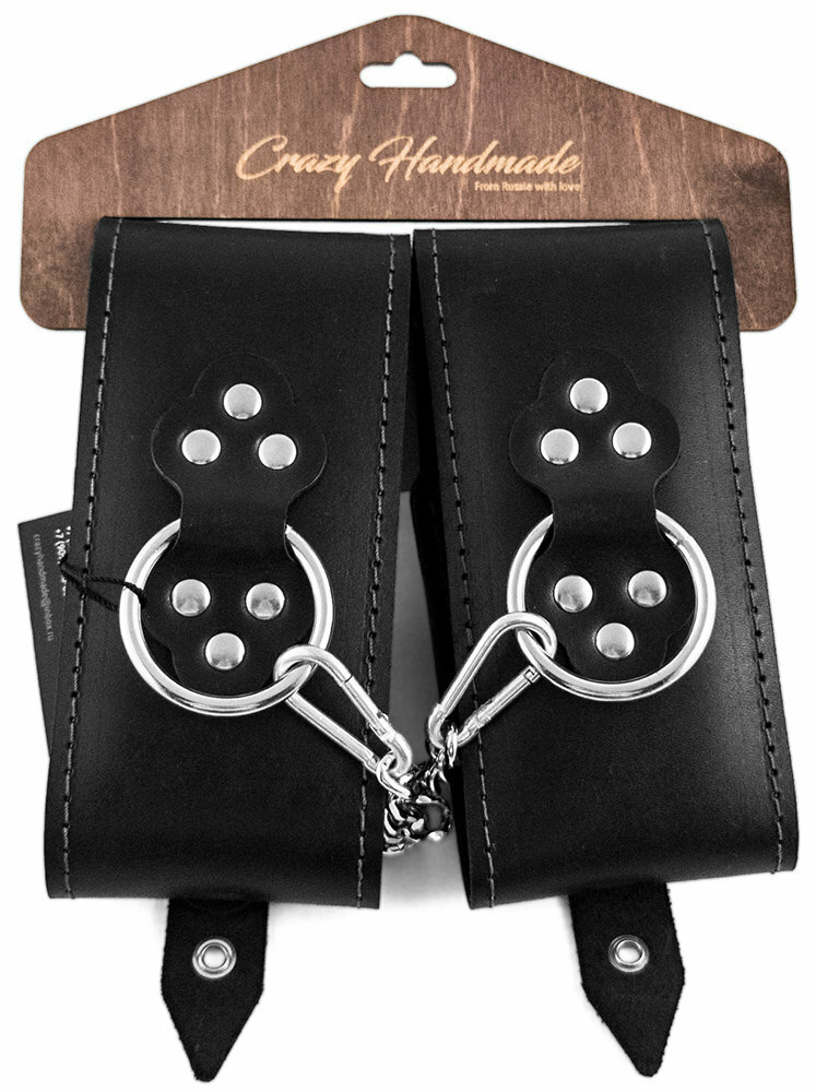 Большие оковы на ноги из натуральной кожи Crazy Hand Made чёрные