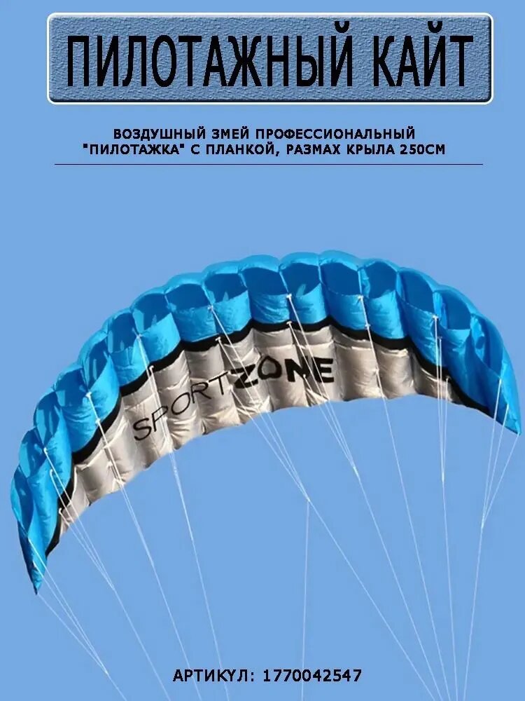 Пилотажный кайт, воздушный змей профессиональный "Пилотажка" с планкой, размах крыла 250см