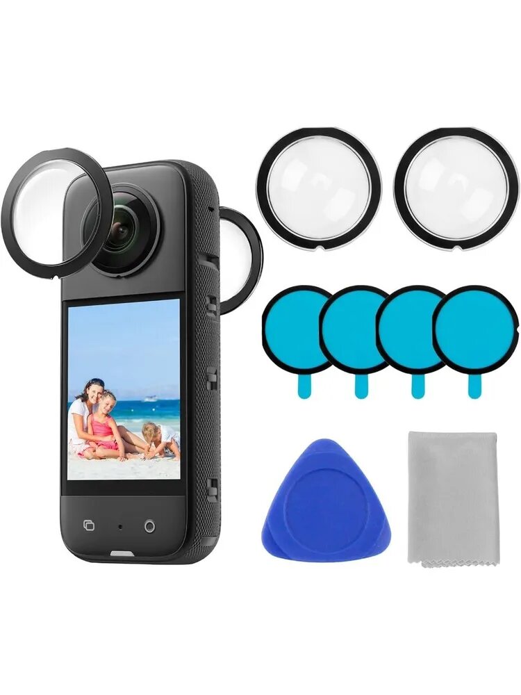 PRETTI Защитное стекло для объектива Insta360 X3 двухслойное устойчивое к царапинам