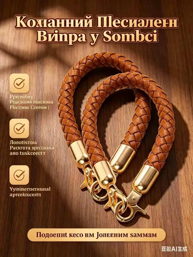Кожаные ручки для сумок 2 шт золотистые