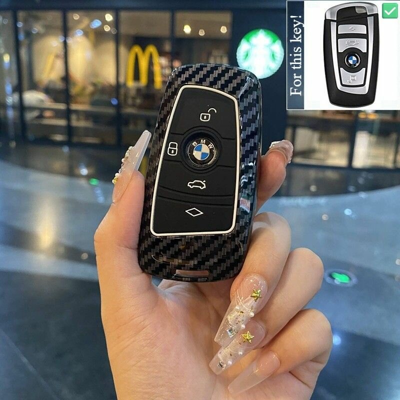 Защитный чехол для ключа BMW, карбоновый рисунок, для 1, 3, 5, 7 серии, X1, X3, X5