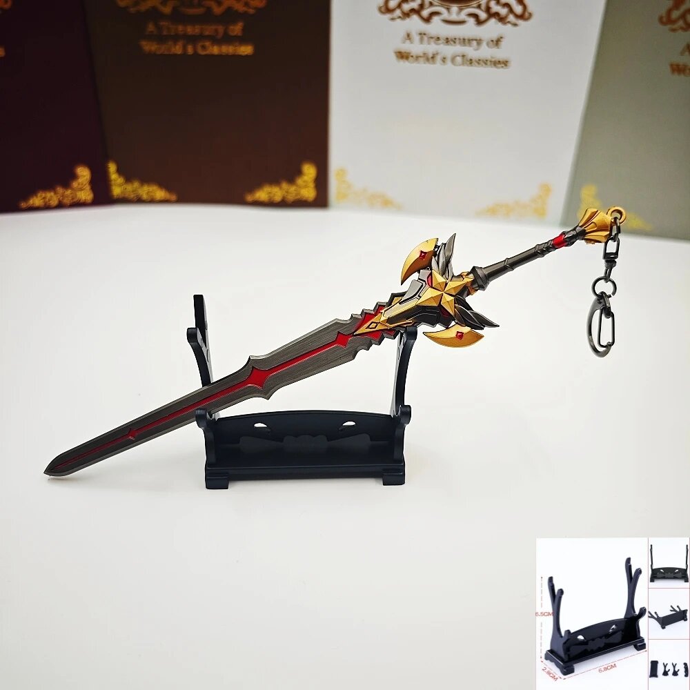 Модель Черного Меча Genshin Impact из металла Model With Stand