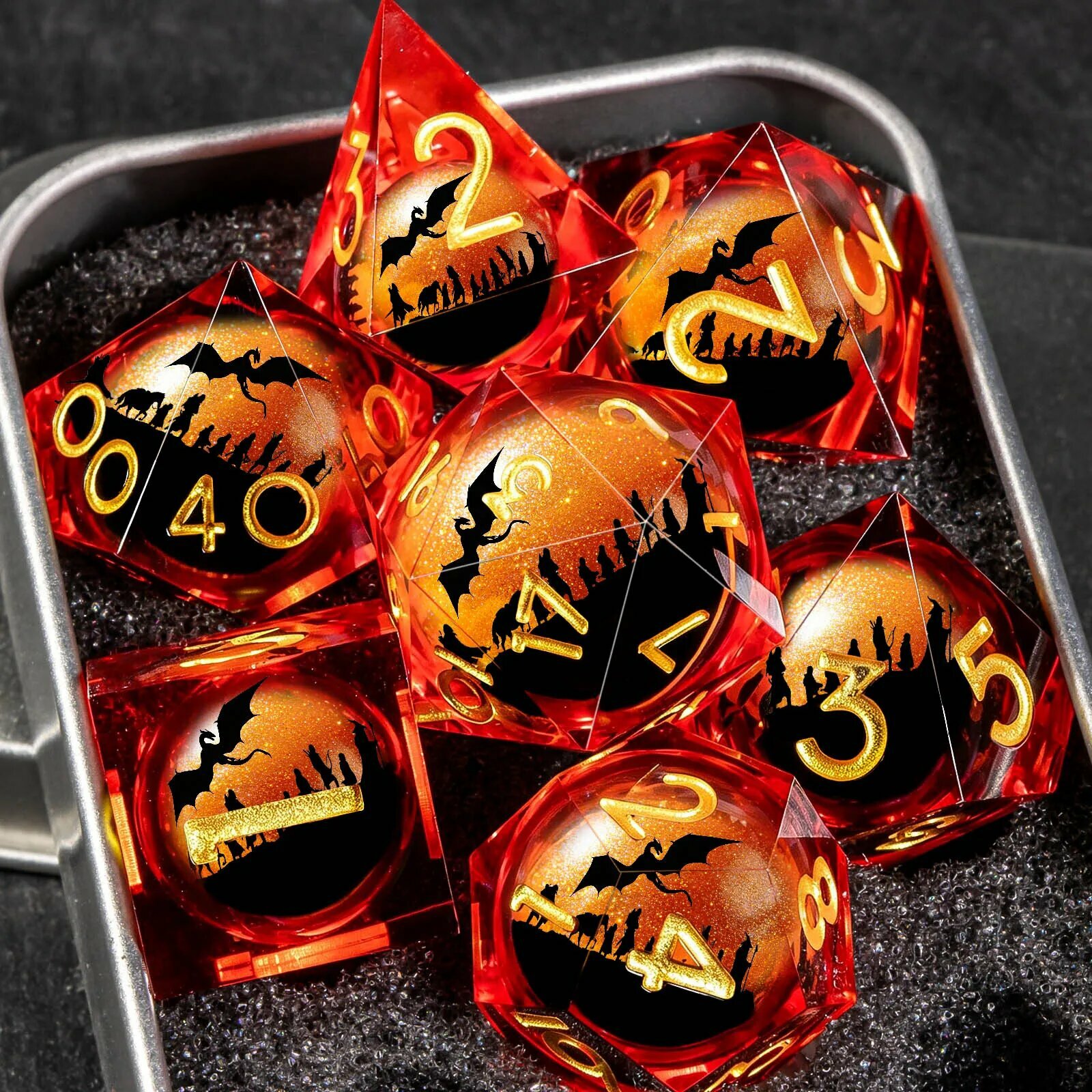 Набор кубиков D&D FR021 с жидким наполнением, красный