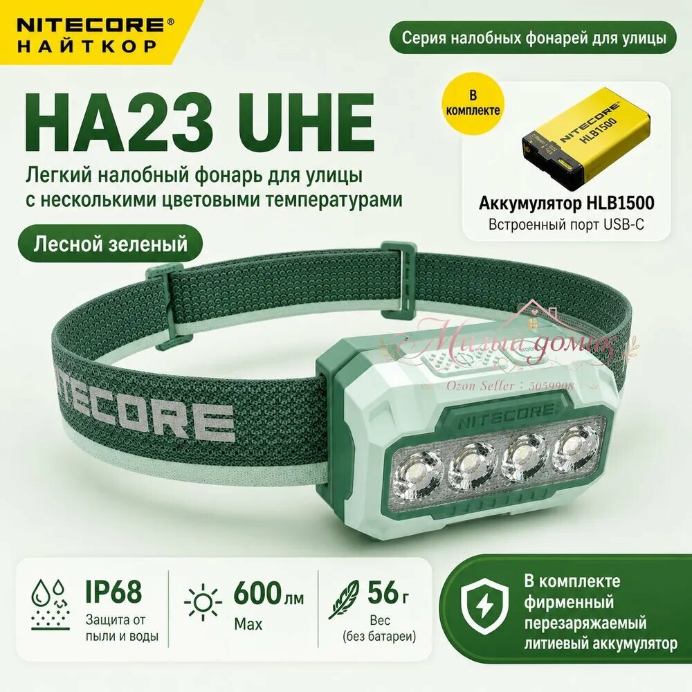 NITECORE HA23 UHE налобный фонарь, 600 лм, для кемпинга, бега и туризма