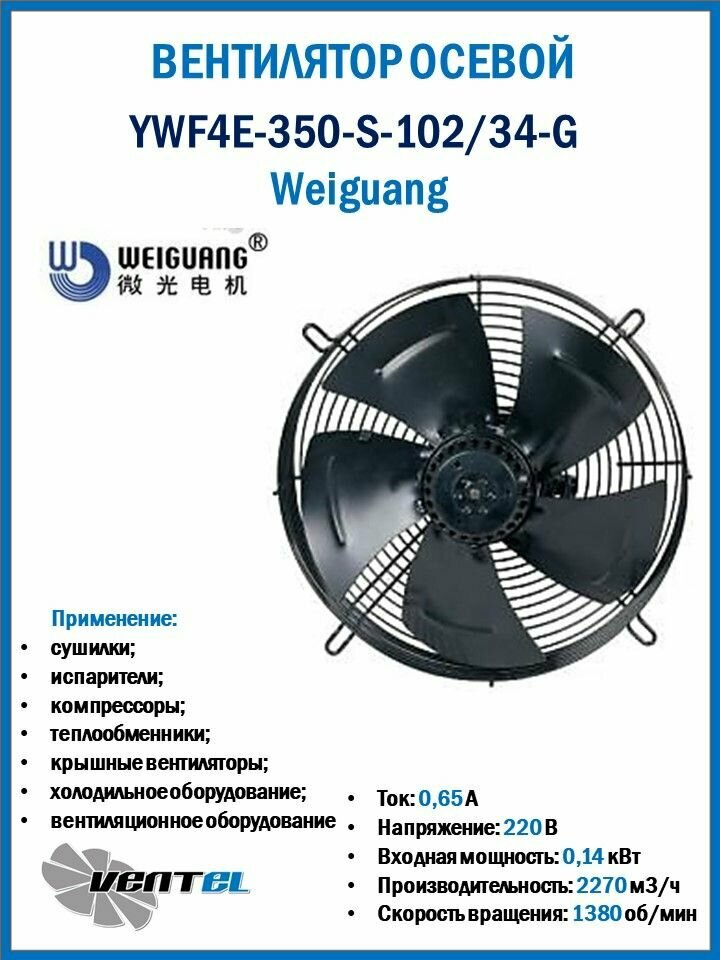 Вентилятор Weiguang YWF4E-350-S-102/34-G осевой