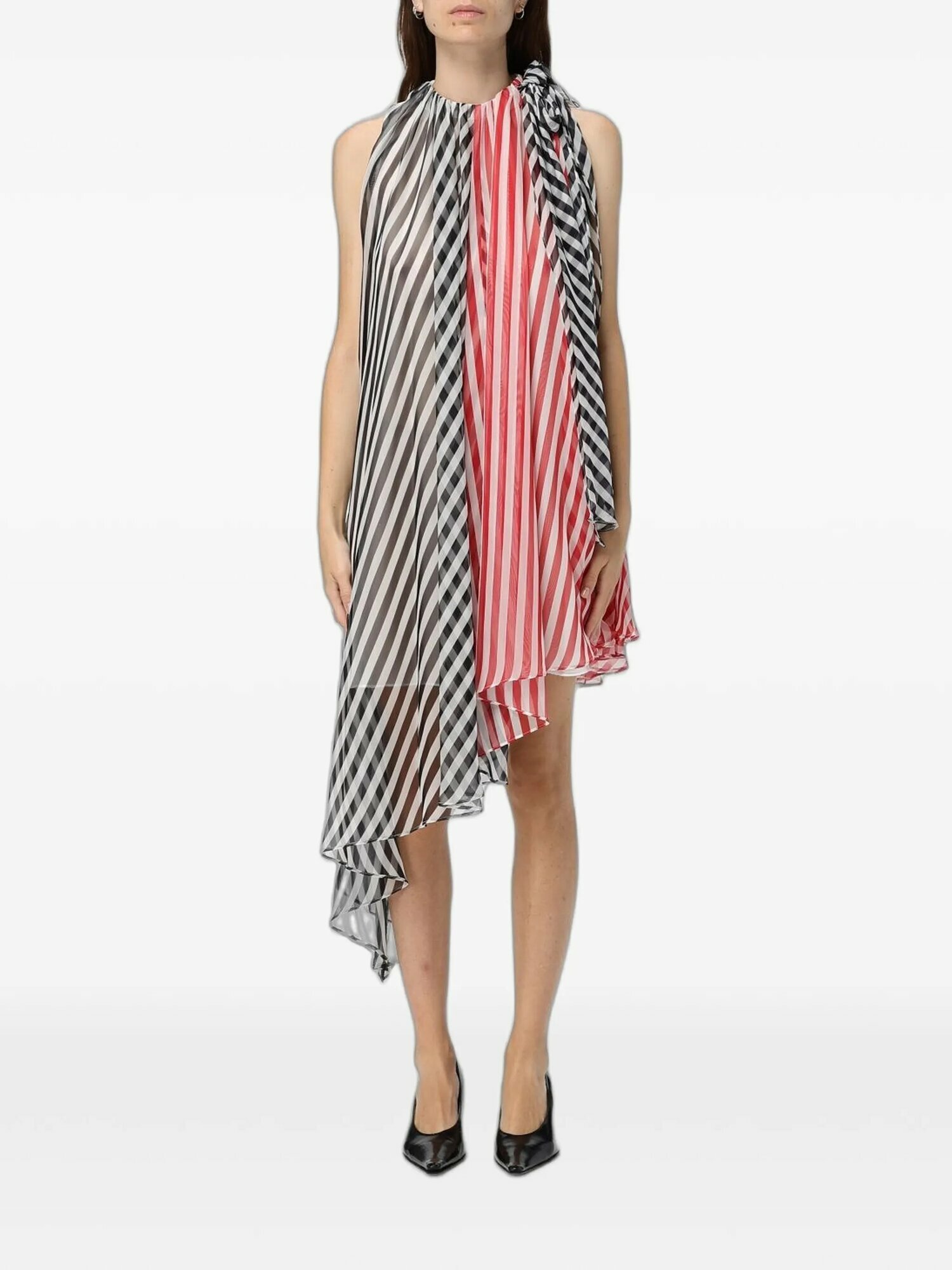 Платье MSGM Asymmetric striped dress