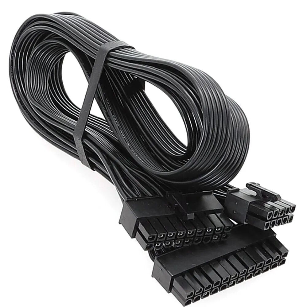 Модульный кабель питания 10Pin + 18Pin-24Pin 18AWG Черный плоский для блока питания EVGA серии G+ G2 G3 P2 T2 GS
