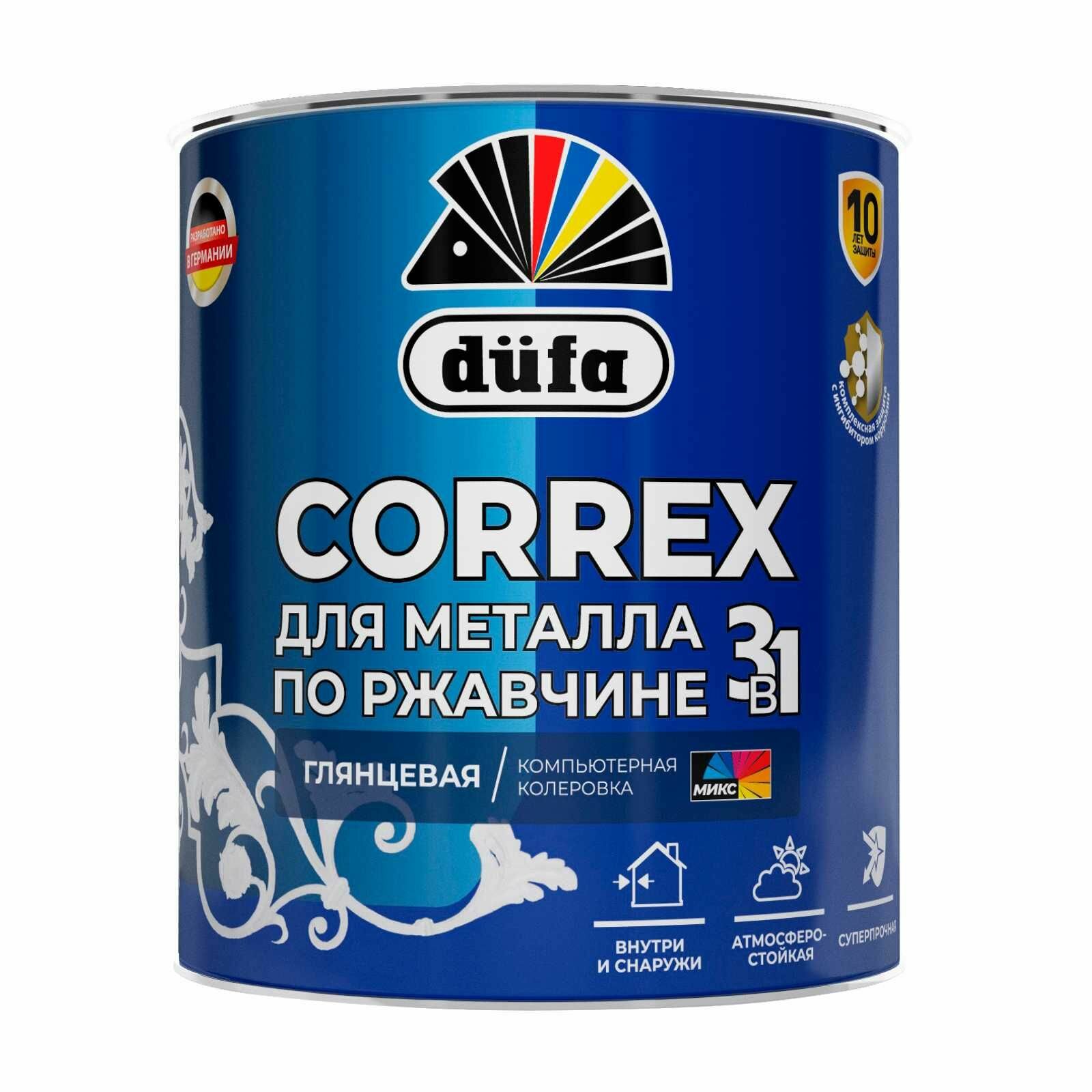Грунт-эмаль по ржавчине 3в1 глянцевая Dufa Correx база 1 0,75л