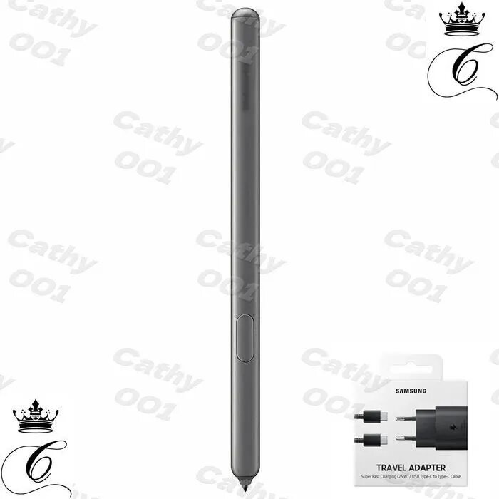 Стилус для планшета Samsung S Pen Tab S6 LITE, черный (простая упаковка) + зарядное устройство 25 Вт, черный или белый комплект