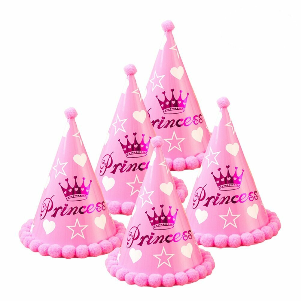 Конусные шляпы для дня рождения с pompoms принцесса звезда 19.00x15.00x2.00cm