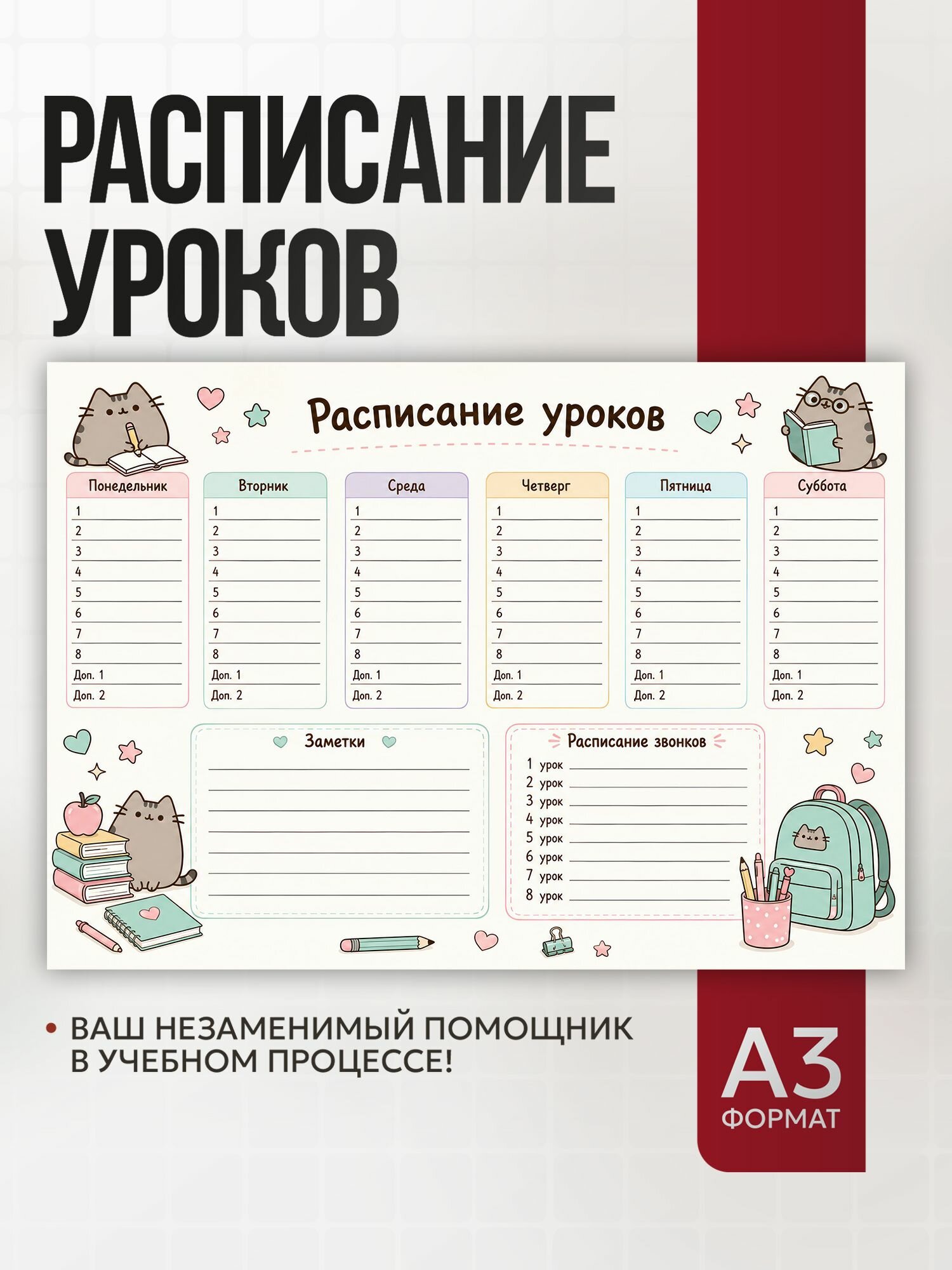 Расписание уроков Pusheen, кот Пушин