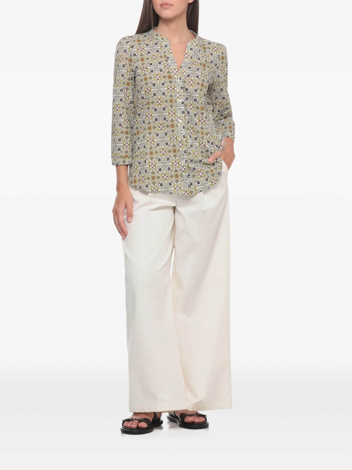 Рубашка eMMe V-neck printed shirt, размер 40 — фото 1