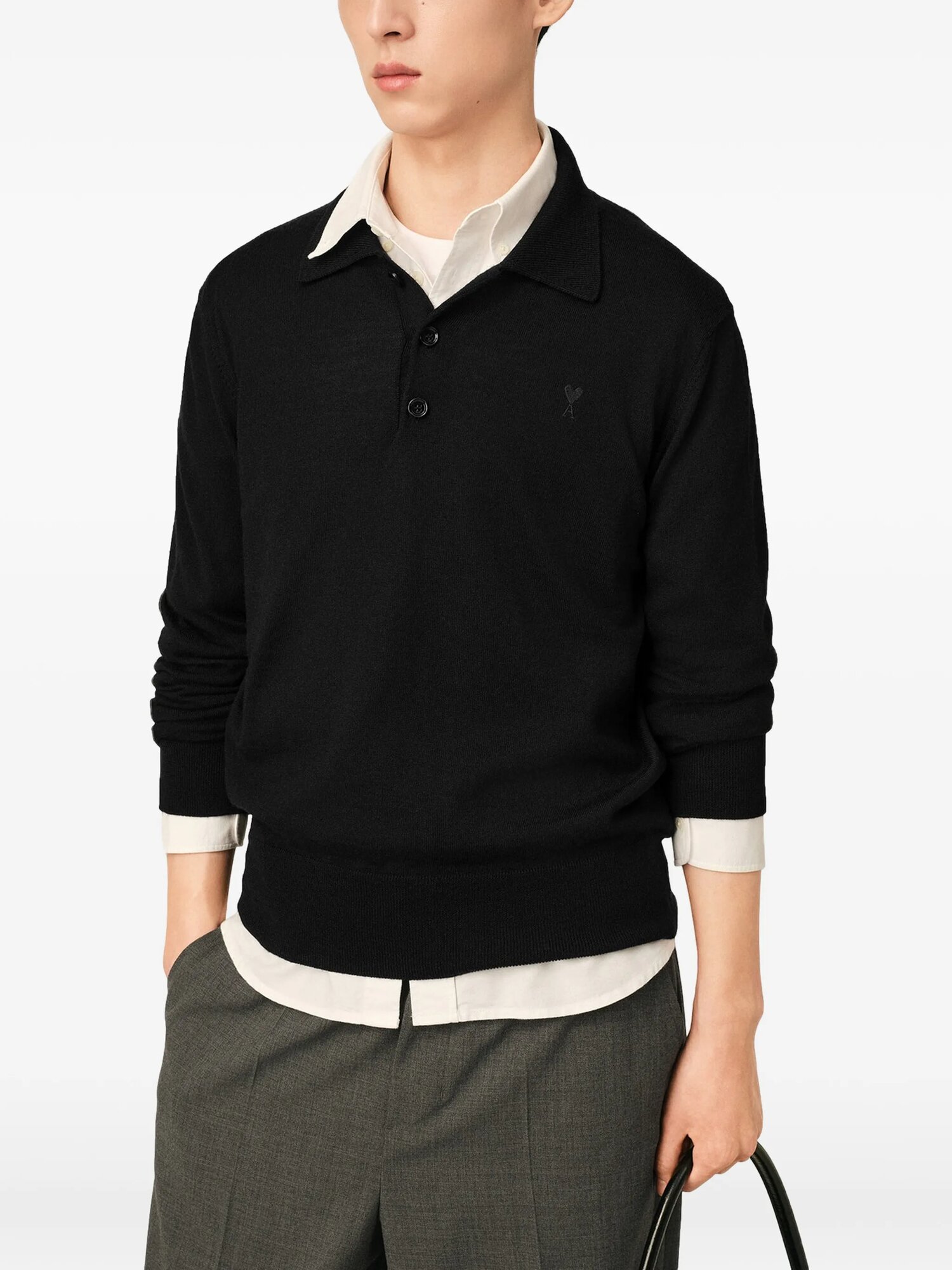 Рубашка Ami Paris Wool polo with Ami de Coeur, размер 44 — фото 1