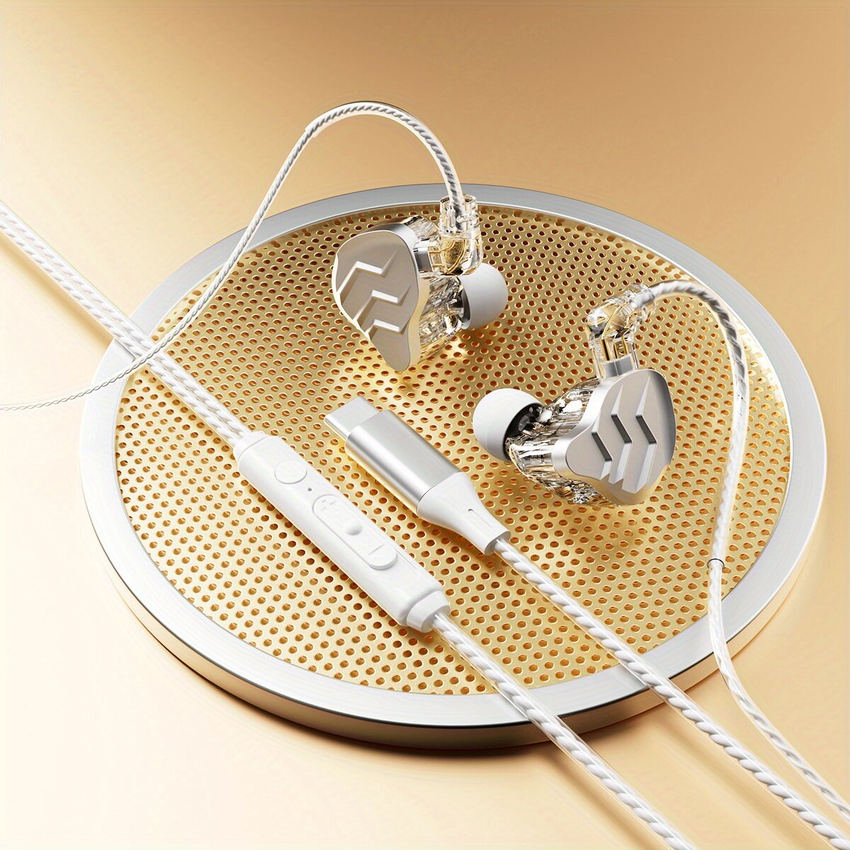 Проводные внутриканальные наушники с микрофоном, съемные, Hi-Fi, Type-C, серебристые