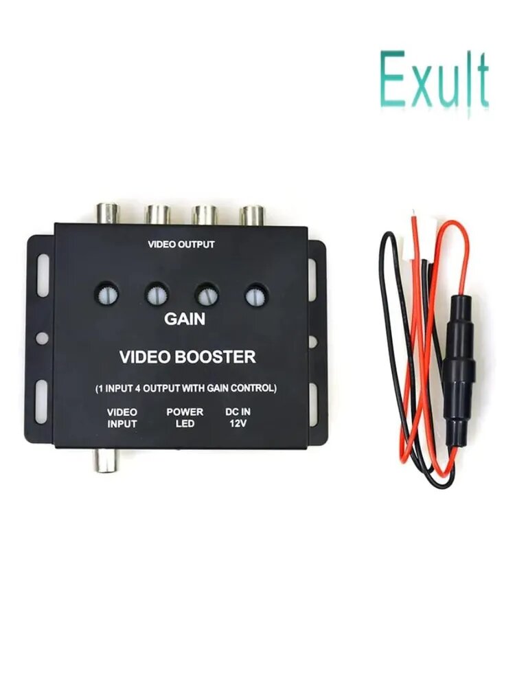 Видеосплиттер для автомобиля: 1 вход, 4 выхода, RCA AV усилитель / "car video splitter DC12V