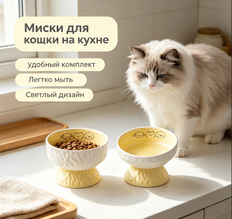 Высокая керамическая миска для кошек, защищающая шею и предотвращающая опрокидывание. Миска для собак, миска для кошек.