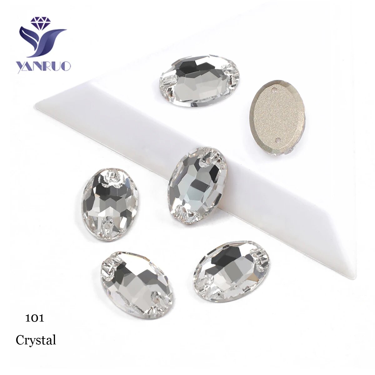 Стразы YANRUO 3210 овальные стеклянные для рукоделия 7x10mm 48Pcs, Серебряный, Crystal
