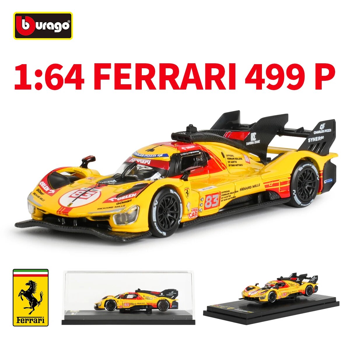 Bburago 1:64 Ferrari 499P 83 51 LMH чемпион Ле-Мана 2023 64 499P 83
