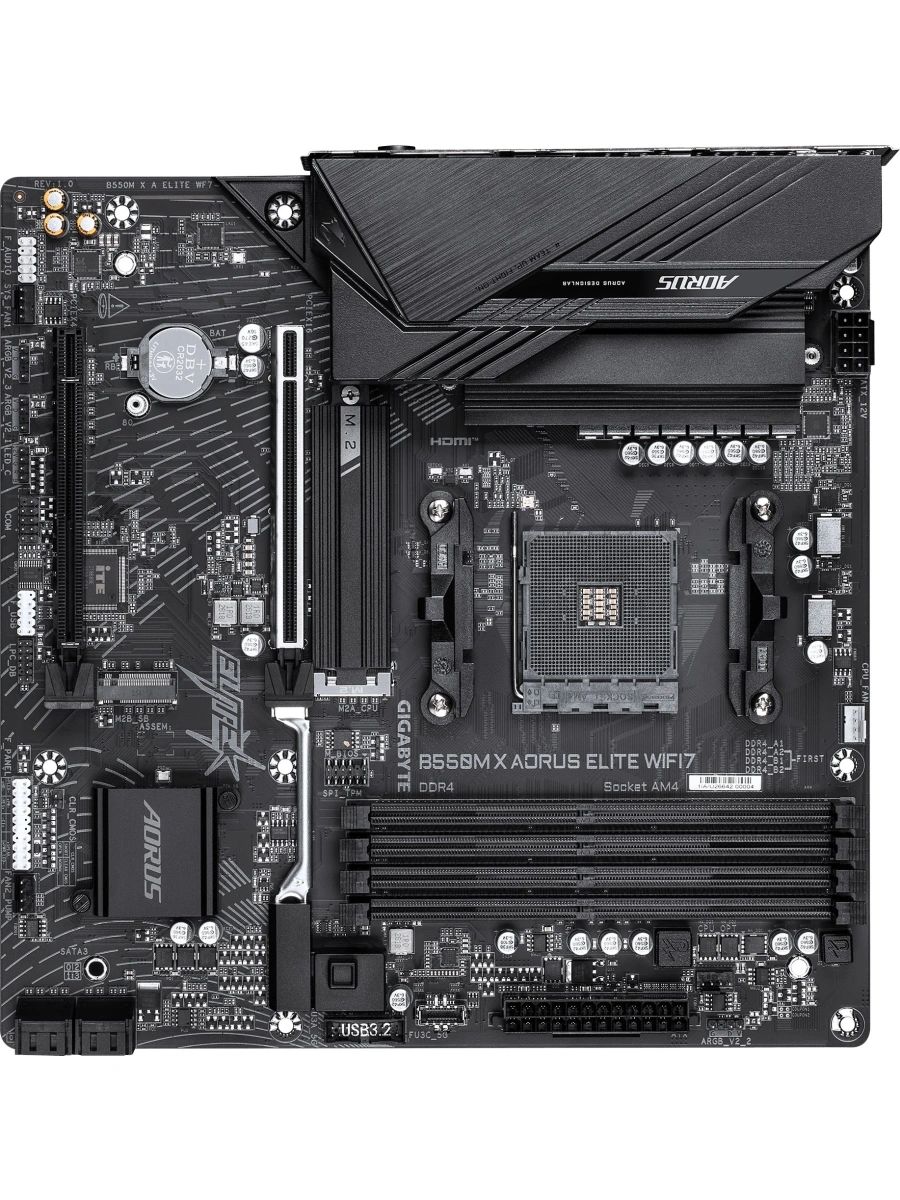 Материнская плата Gigabyte B550M X A ELITE WF7 Soc-AM4 AMD B550 4xDDR4 mATX AC`97 8ch(7.1) 2.5Gg RAID+HDMI+DP