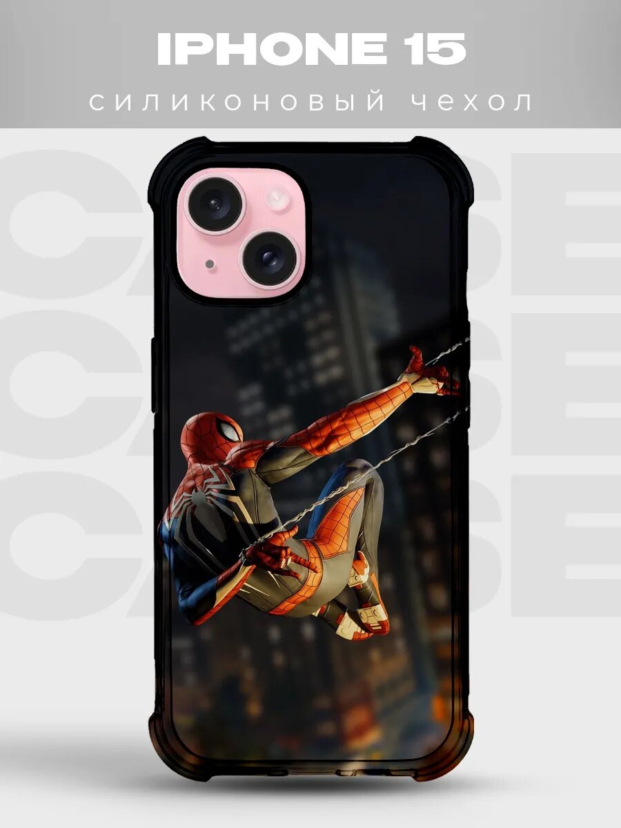 Чехол на iPhone 15 Человек-паук марвел spiderman комикс