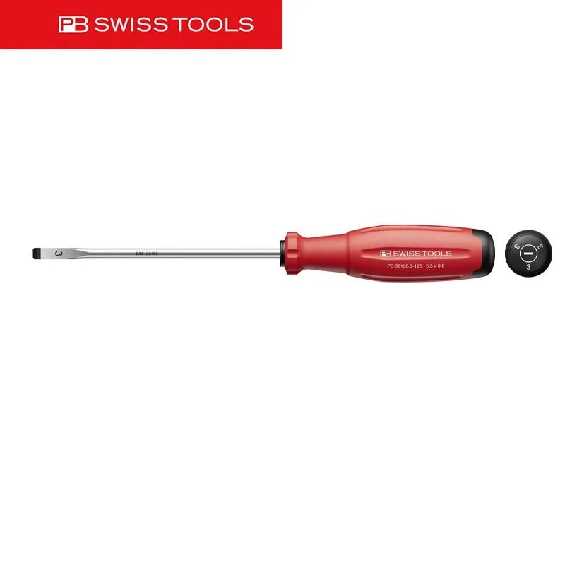 PB SWISS TOOLS Новая модель EVO с двойным компонентом отвертка с прямым шлицем PB 38100.3-120