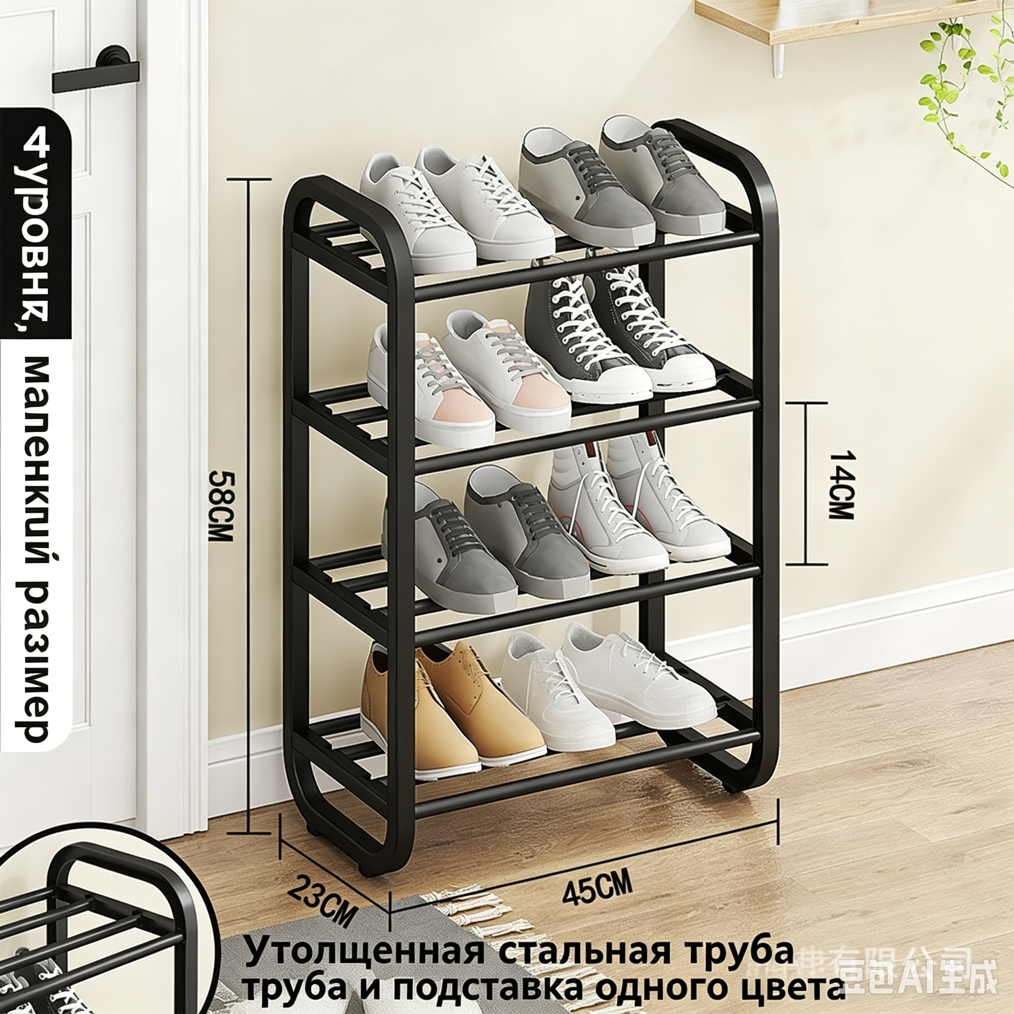 Обувница "Без бренда", ABS пластик, алюминий, 45 см x 23 см x 58 см