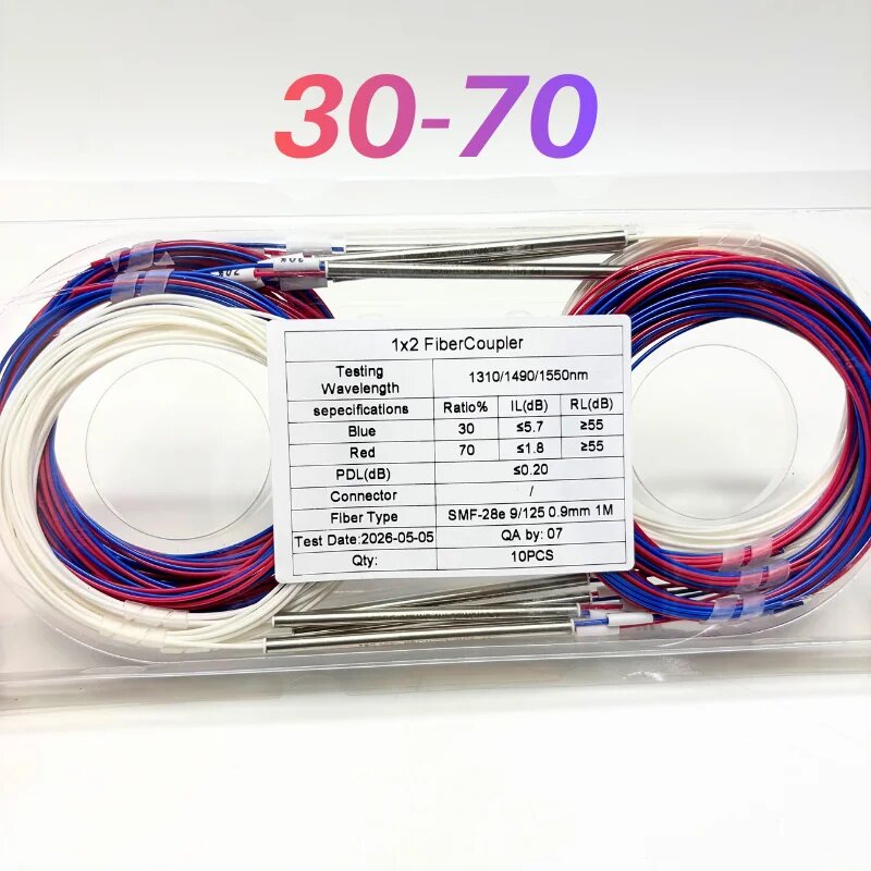 CAILI Сплиттер оптоволоконный 1x2, 10 шт, Цвет 30-70